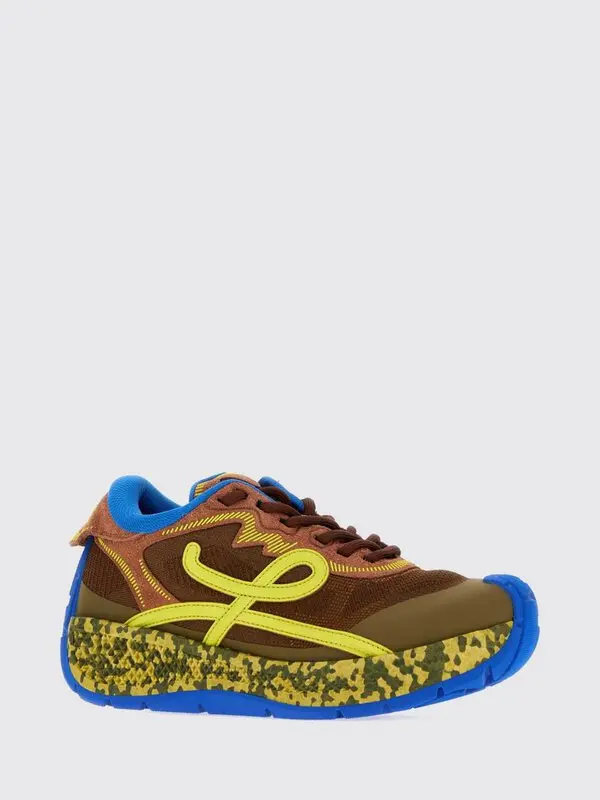 Loewe Pogo Low-top Sneakers In Leather And Technical Fabric With Contrast Logo - Brown