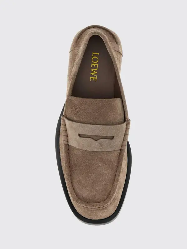 Loewe Bobine Suede Calf Leather Penny Loafers With Leather Sole - Brown
