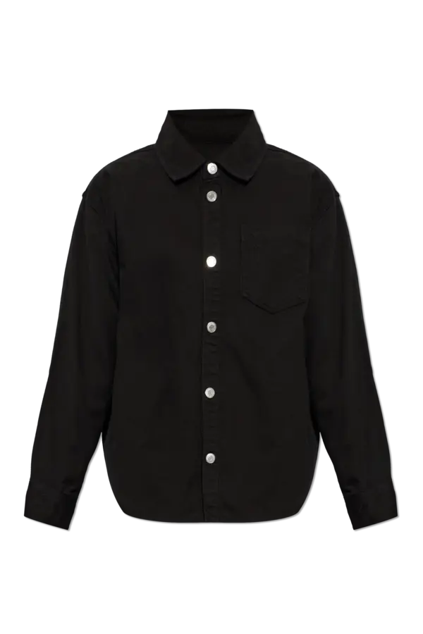 AMI Paris Denim Shirt With Embroidered Logo