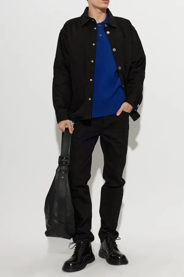 AMI Paris Denim Shirt With Embroidered Logo
