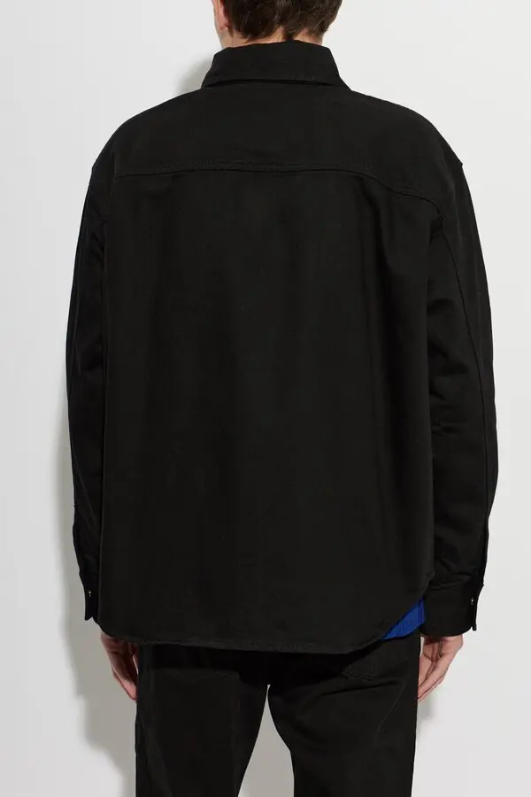 AMI Paris Denim Shirt With Embroidered Logo