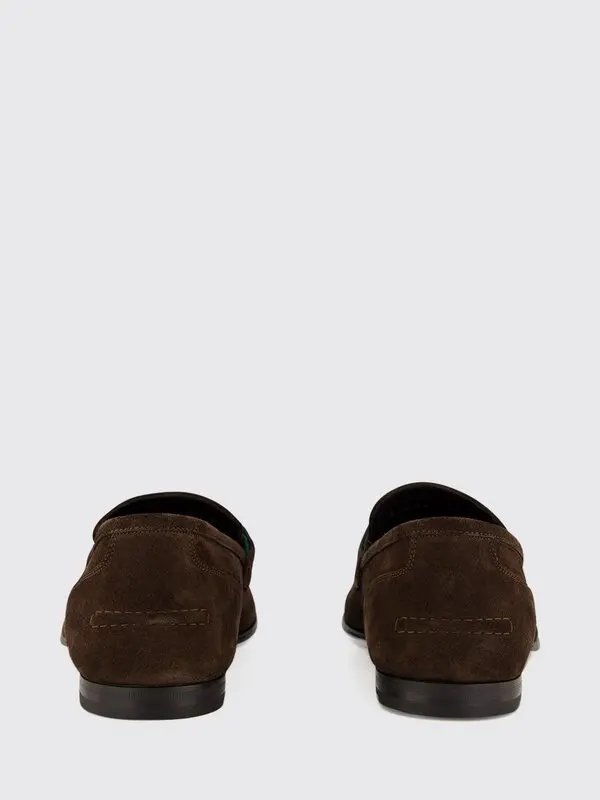 Gucci Como Suede Loafers With Horsebit And Web Detail - Brown