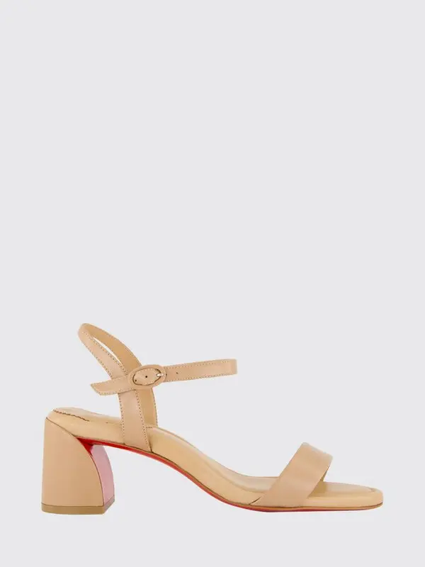 CHRISTIAN LOUBOUTIN Miss Jane Nappa Leather Mid-heel Sandals With Strap - Cream