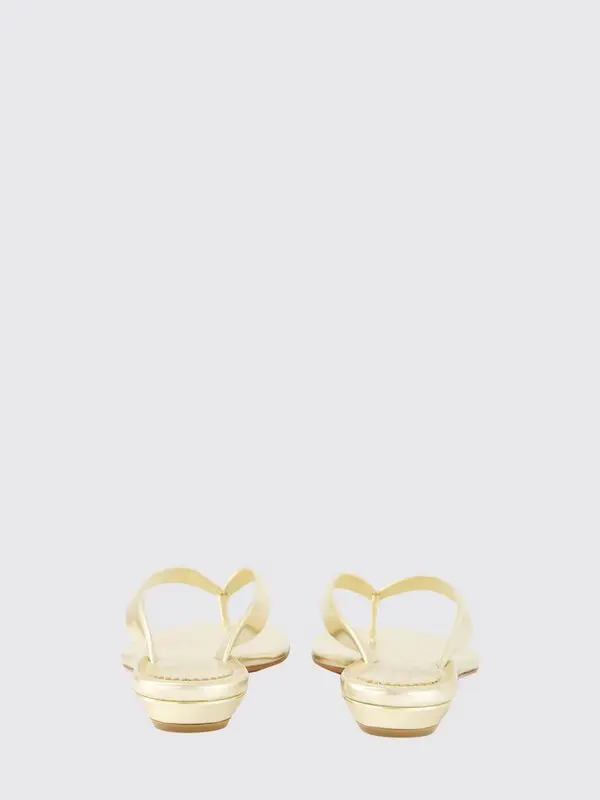 CHRISTIAN LOUBOUTIN Miss Z Laminated Leather Thong Sandals With A Low Heel - Gold