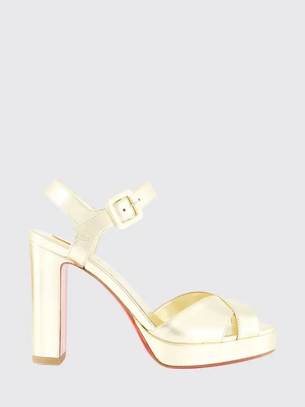CHRISTIAN LOUBOUTIN Cora Laminated Leather Platform Sandals With A Block Heel - Gold