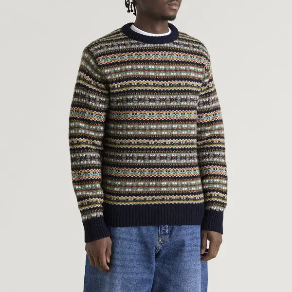 Barbour Scottish Made Fairisle Crew - Navy