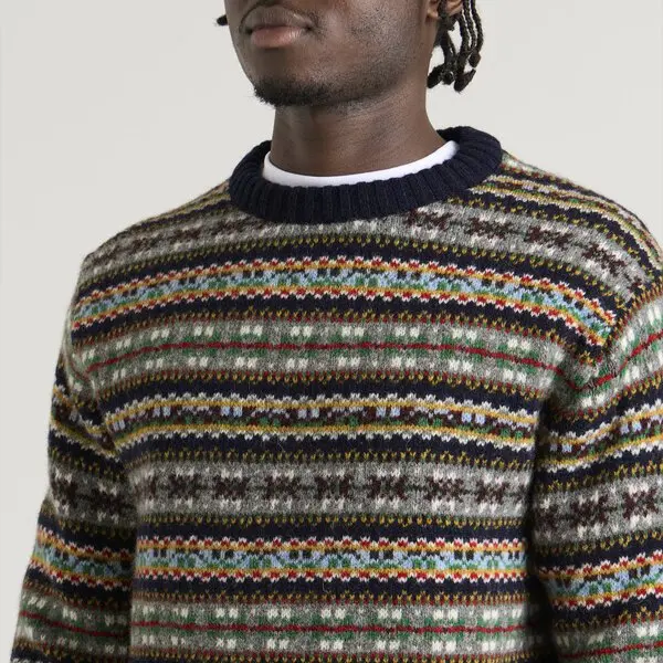 Barbour Scottish Made Fairisle Crew - Navy