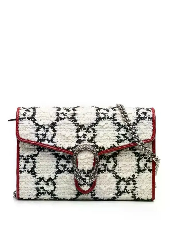 Gucci 2016-2026 Gg Tweed Dionysus Wallet On Chain Crossbody Bag - White