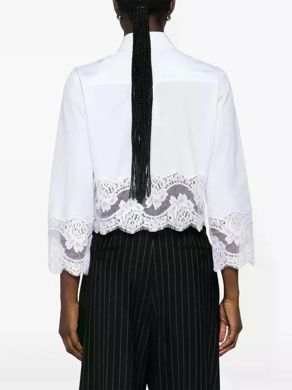 Dolce & Gabbana Lace-trim Cropped Shirt - White