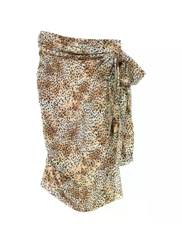 Celine 2020s Leopard-print Draped Midi Skirt - Neutrals