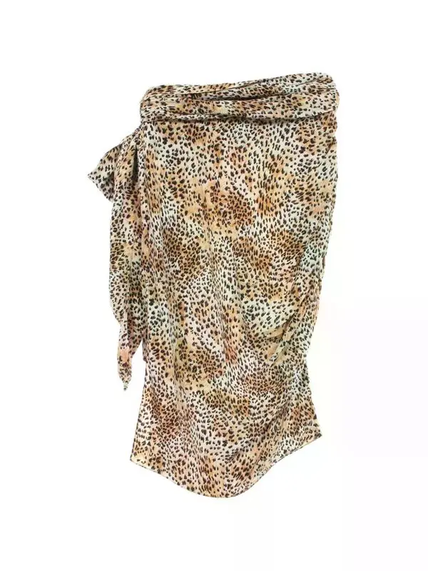 Celine 2020s Leopard-print Draped Midi Skirt