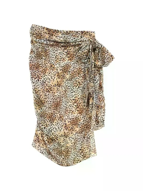 Celine 2020s Leopard-print Draped Midi Skirt - Neutrals