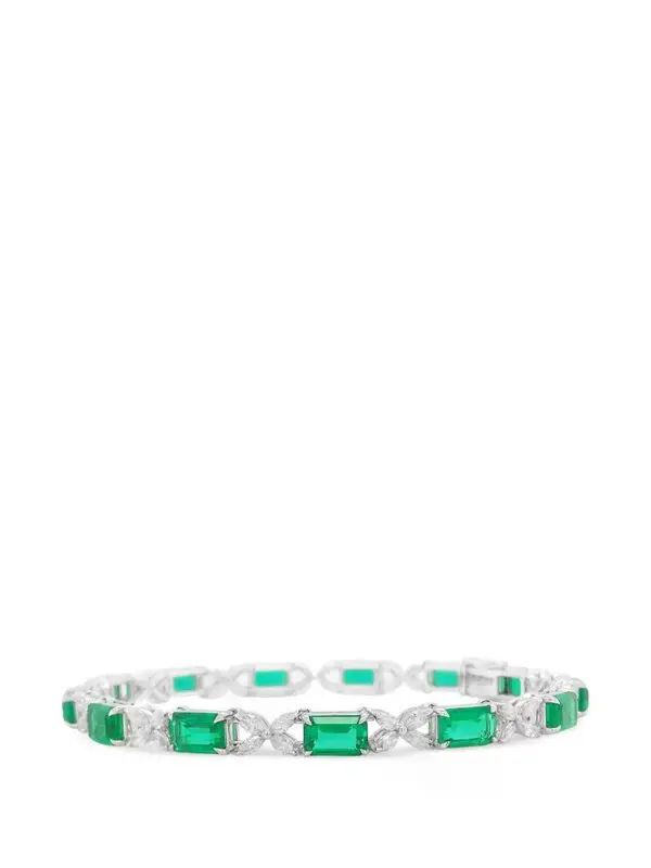 HYT JEWELRY Emerald And Diamond Bracelet - Silver
