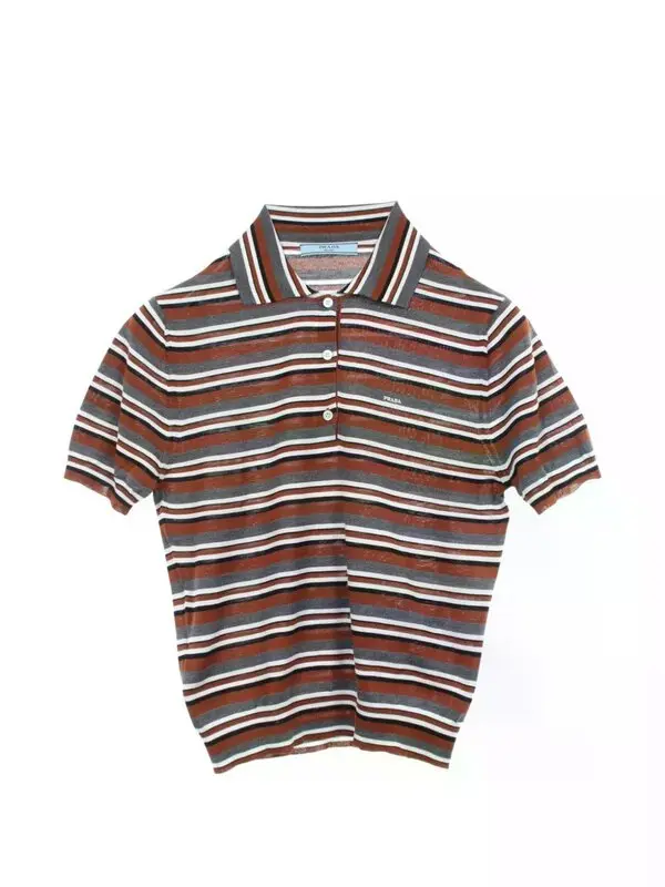 Prada 2010s Striped Polo Shirt - Brown