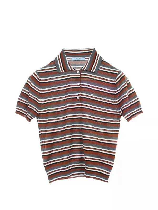 Prada 2010s Striped Polo Shirt - Brown