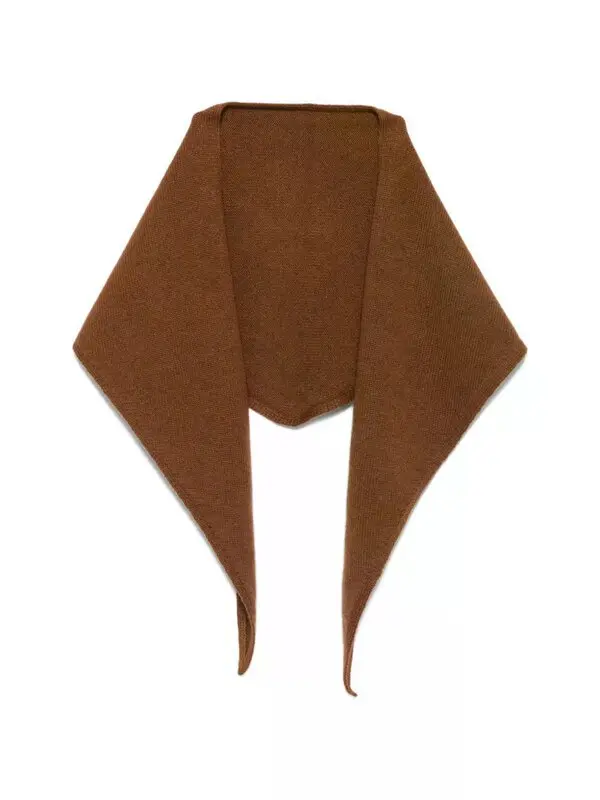 BEYOU Fine-knit Triangular Scarf - Brown