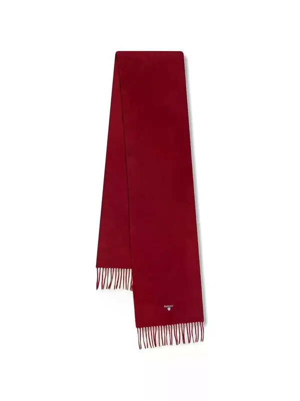 Barbour Logo-embroidered Fringed Scarf - Red