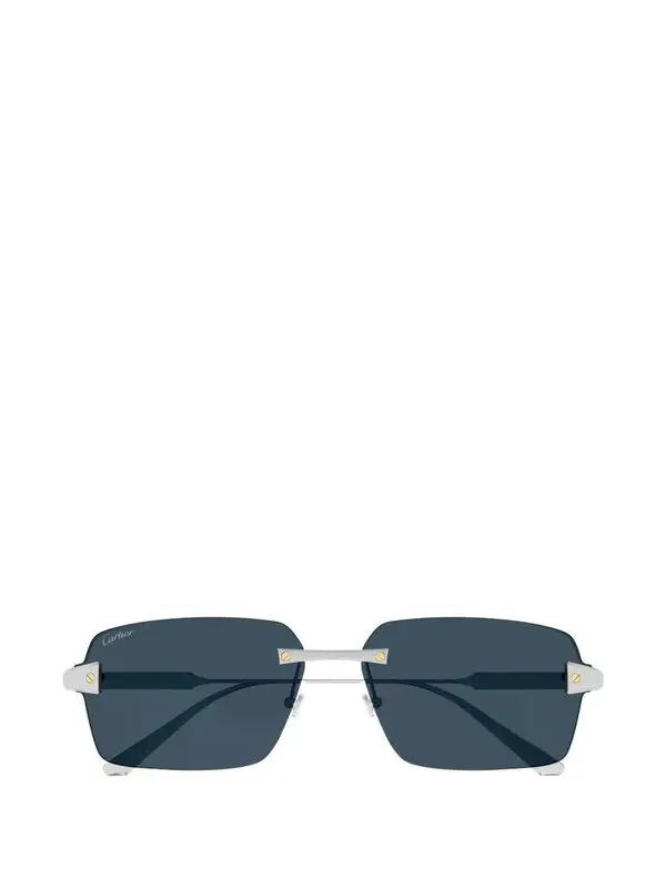 Cartier Santos De Rectangle-frame Sunglasses - Silver
