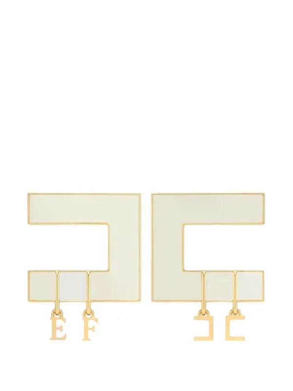 Elisabetta Franchi Logo-plaque Letter-charm Earrings - Gold