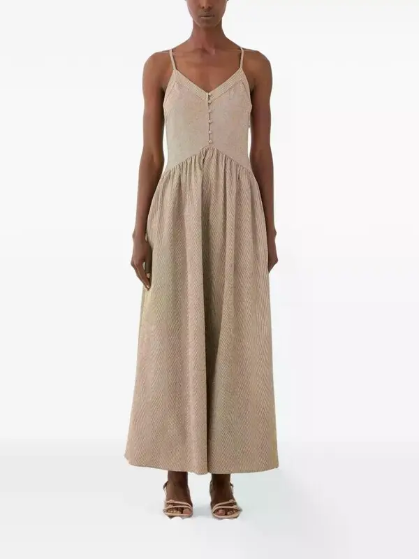 ELEH Button-up Flared Maxi Dress