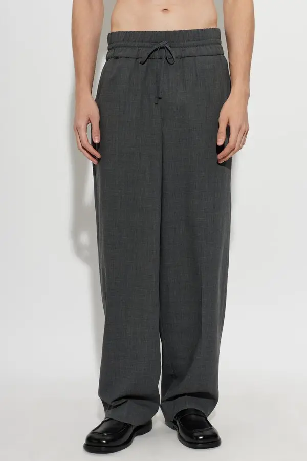 AMI Paris Wool Straight-leg Trousers - Grey
