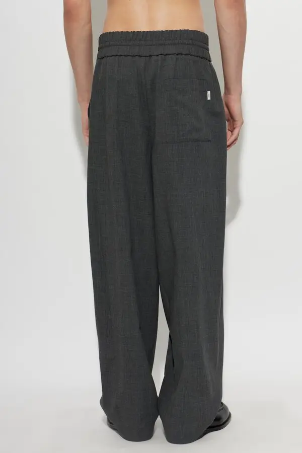 AMI Paris Wool Straight-leg Trousers - Grey