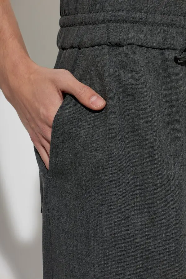 AMI Paris Wool Straight-leg Trousers - Grey