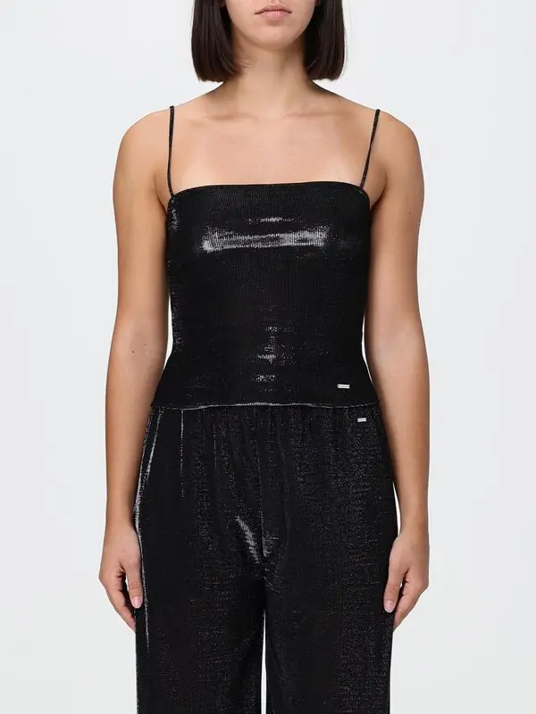 Gucci Crystal-embellished Cropped Viscose Top With Thin Straps - Black