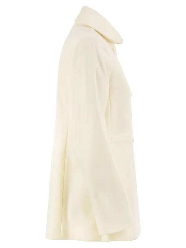 FAY Wool-blend Short Coat With 3 Ganci - White
