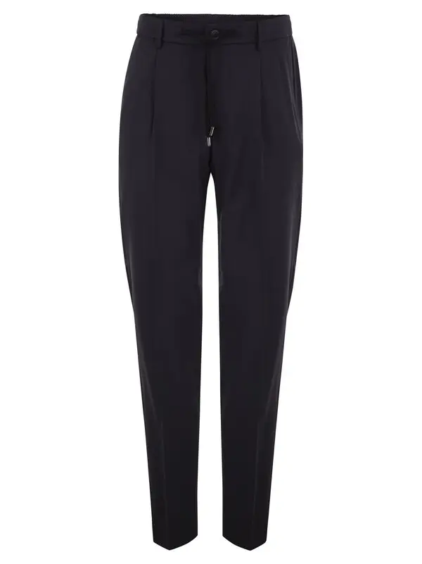 Peserico Tailored Stretch Wool-blend Jogger Trousers - Blue