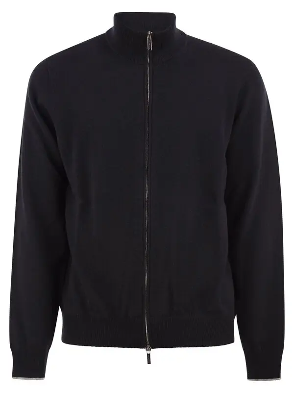 Peserico Virgin Wool And Cashmere Zip Cardigan