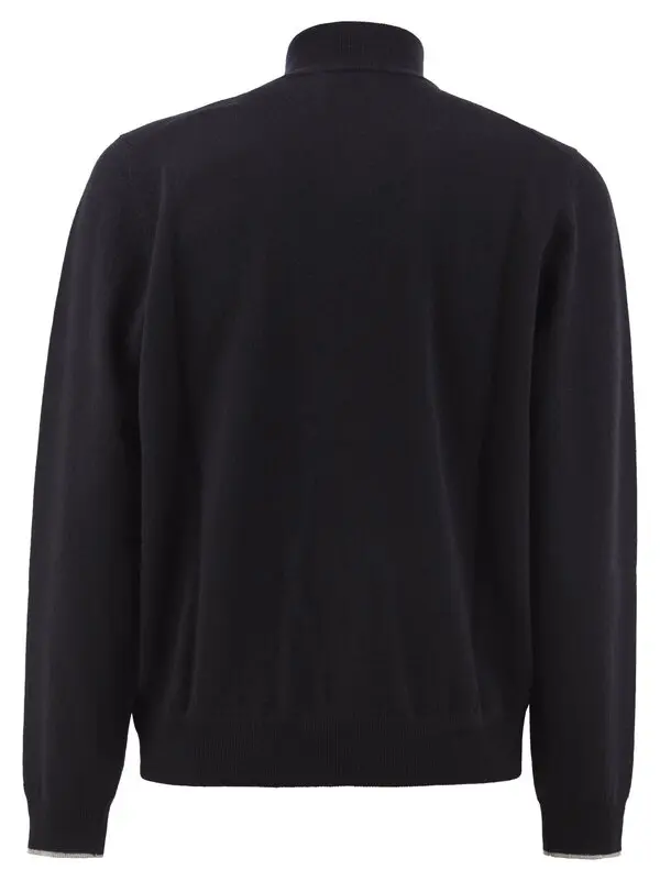 Peserico Virgin Wool And Cashmere Zip Cardigan