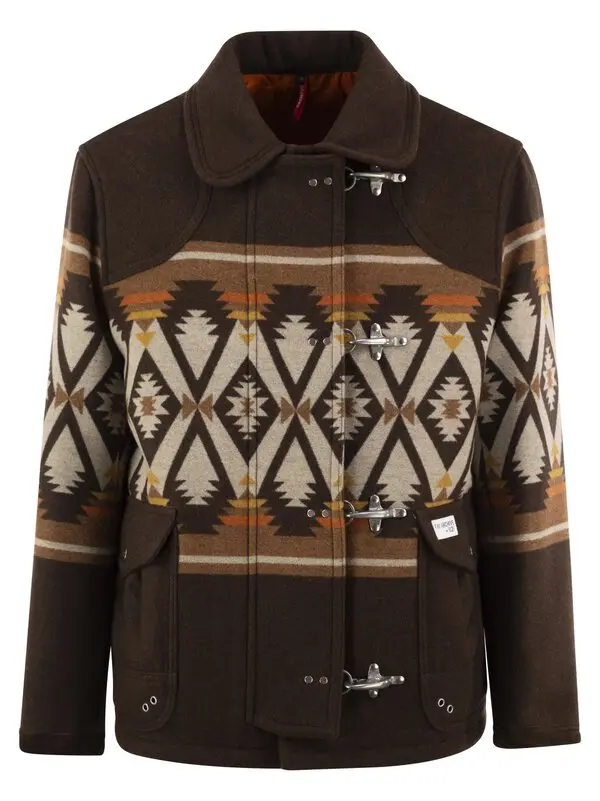 FAY Archive Wool-blend Jacket With Geometric Pattern - Brown