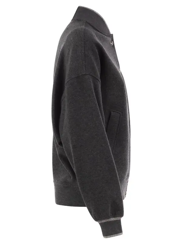 Brunello Cucinelli Technical Jersey Bomber With Luminous Knit Trims