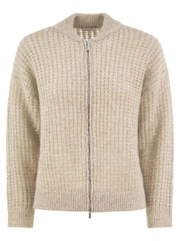 Peserico Waffle-knit Cardigan With Sequins - Multicolor