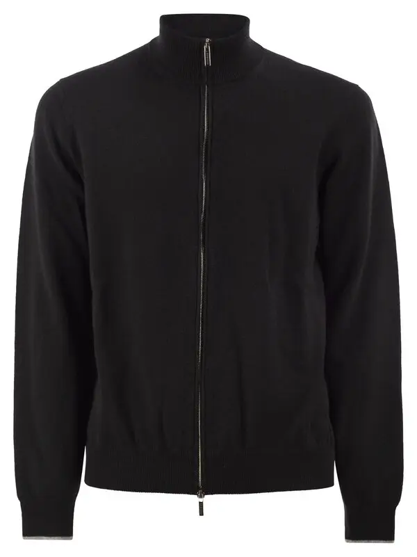 Peserico Virgin Wool And Cashmere Zip Cardigan
