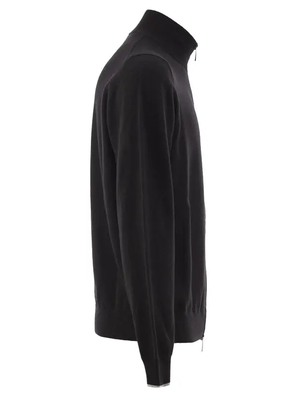 Peserico Virgin Wool And Cashmere Zip Cardigan