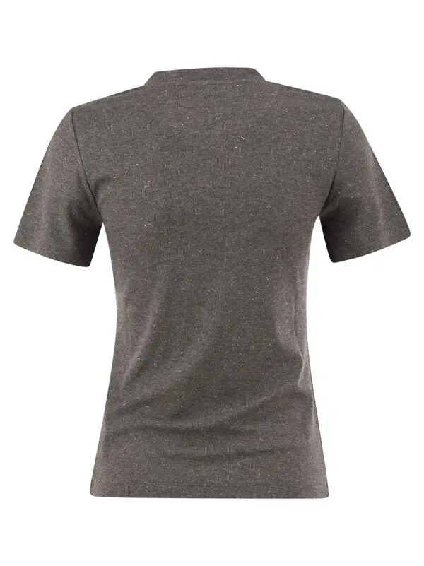 Peserico Viscose Jersey T-shirt With Lurex - Gray