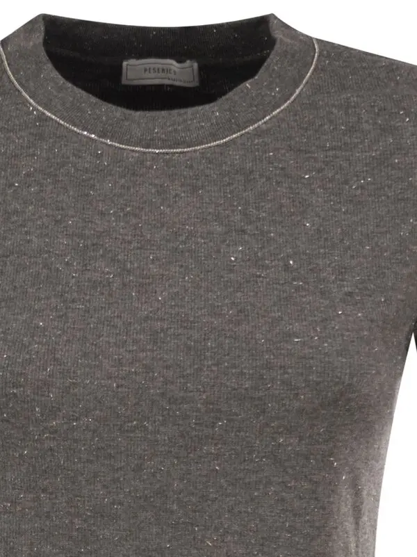 Peserico Viscose Jersey T-shirt With Lurex - Gray