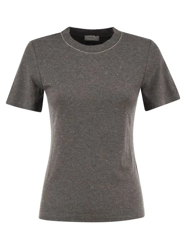 Peserico Viscose Jersey T-shirt With Lurex - Gray