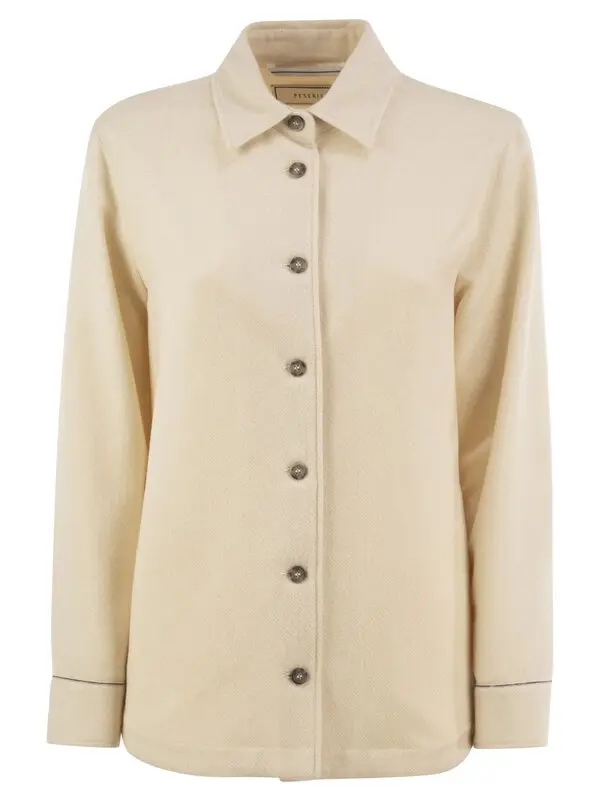 Peserico Virgin Wool Overshirt With Cashmere And Metallic Yarn - Multicolor