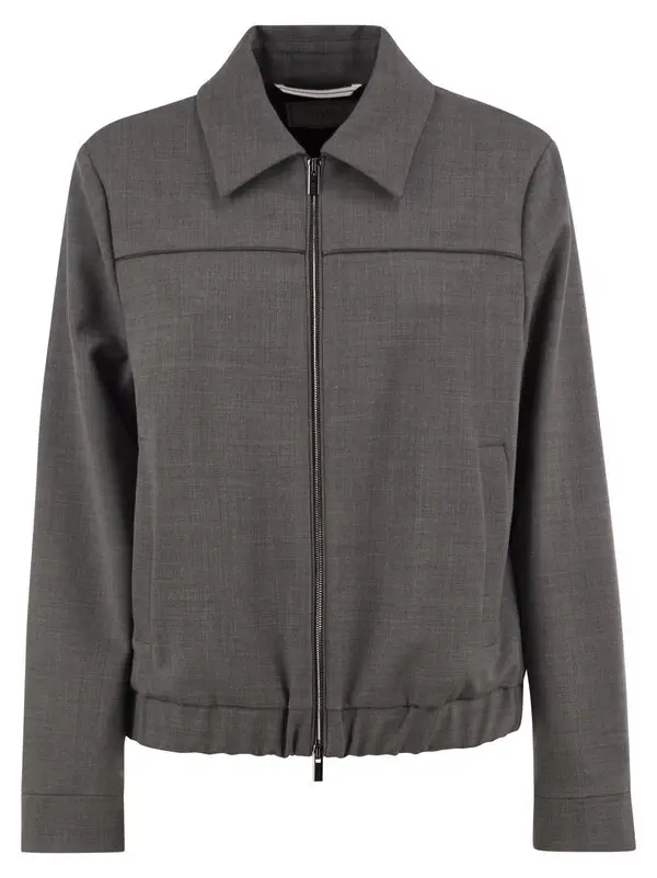 Peserico Stretch Wool Blend Bomber Jacket - Gray
