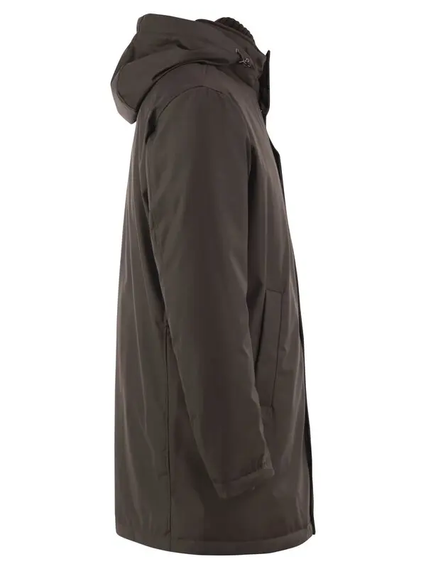 Herno Hooded Parka With Knitted Inner Collar