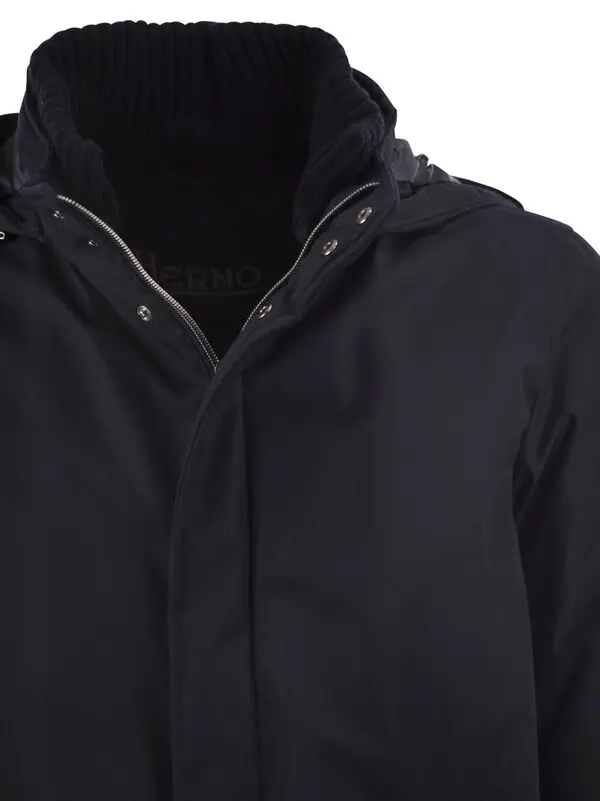 Herno Hooded Parka With Knitted Inner Collar