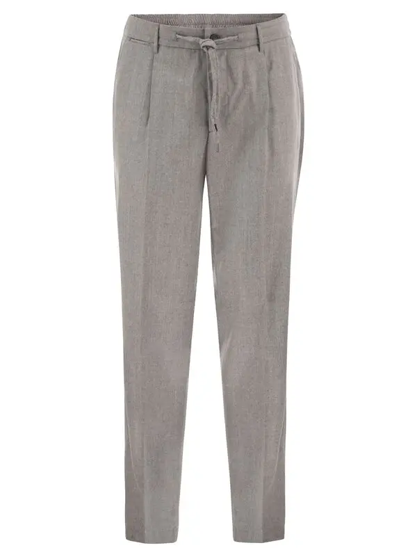 Peserico Virgin Wool Tailored Jogger Trousers - Gray