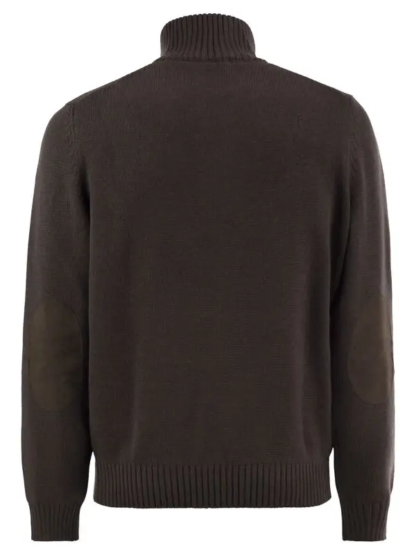 FAY Virgin Wool Jumper With High Neck And Hook Fastening