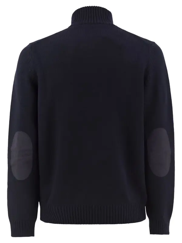 FAY Virgin Wool Jumper With High Neck And Hook Fastening