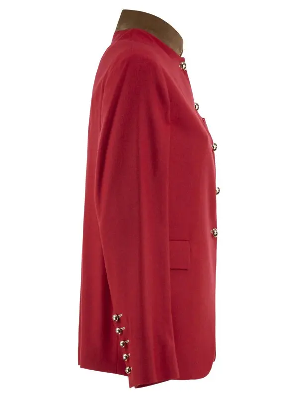 FAY Viscose And Wool Blend Jacket With Contrasting Collar - Red