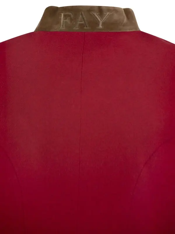 FAY Viscose And Wool Blend Jacket With Contrasting Collar - Red