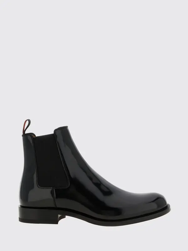 CHRISTIAN LOUBOUTIN Chelsea Gorp Brushed Leather Ankle Boots With Red Sole - Black